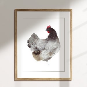 Chicken Watercolor Art, Farm Animal Artwork, Kitchen Décor, Hen Wall ...