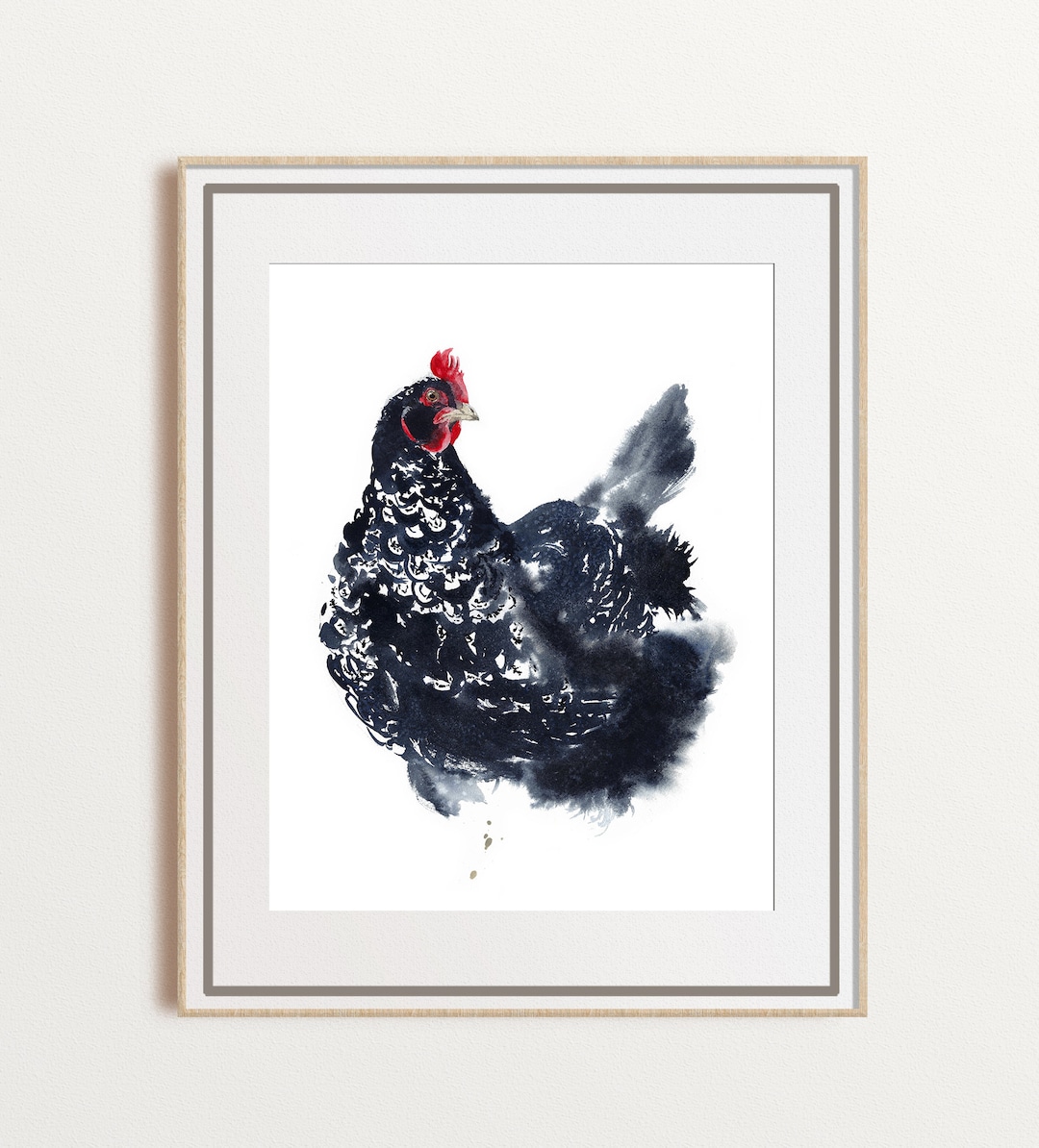 Chicken Print Kitchen Wall Art, Modern Farmhouse Decor, Chicken Lover ...