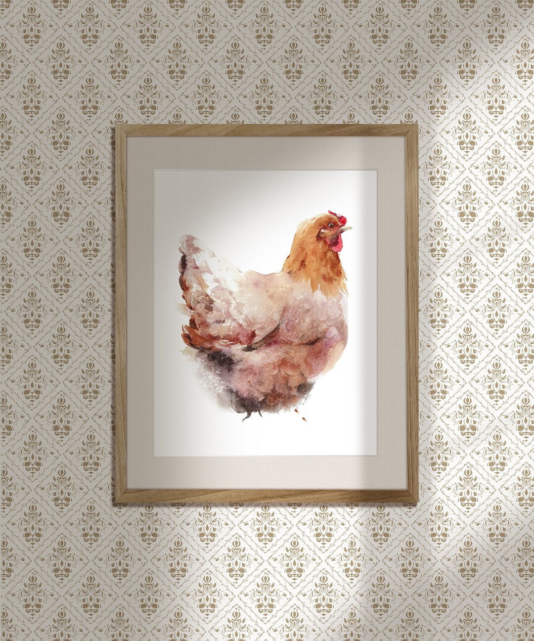 Chicken Watercolor Art, Farm Bird Painting, Chicken Lover Gift ...