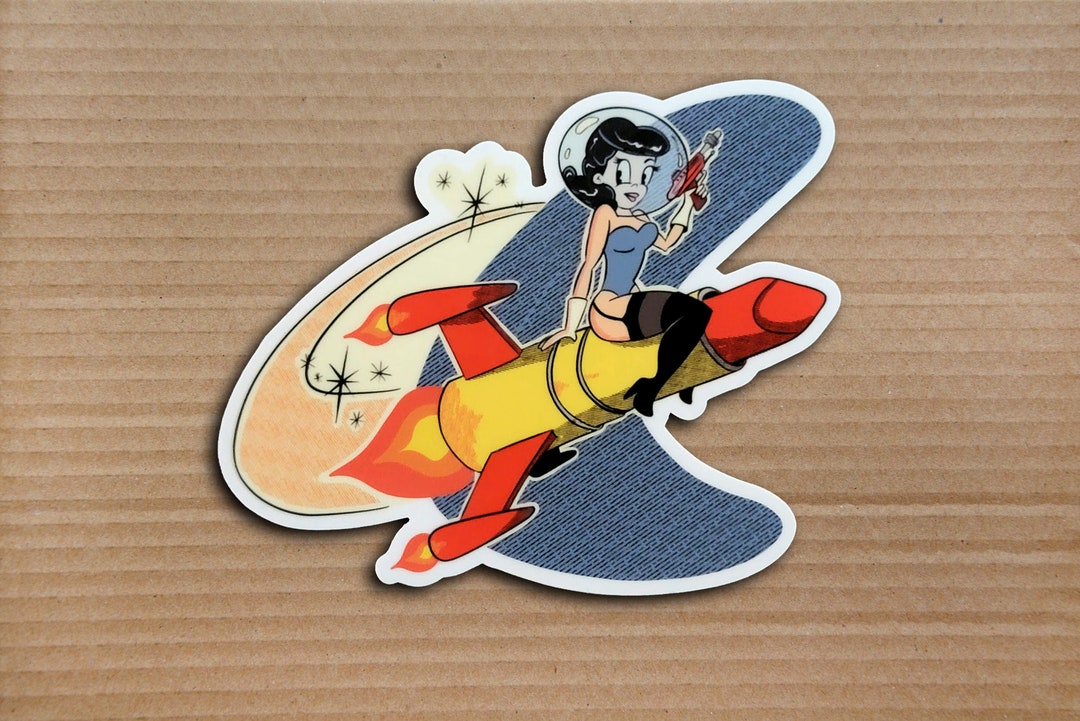 Pin up Girl on Lipstick Rocket Vinyl Sticker Free Shipping - Etsy