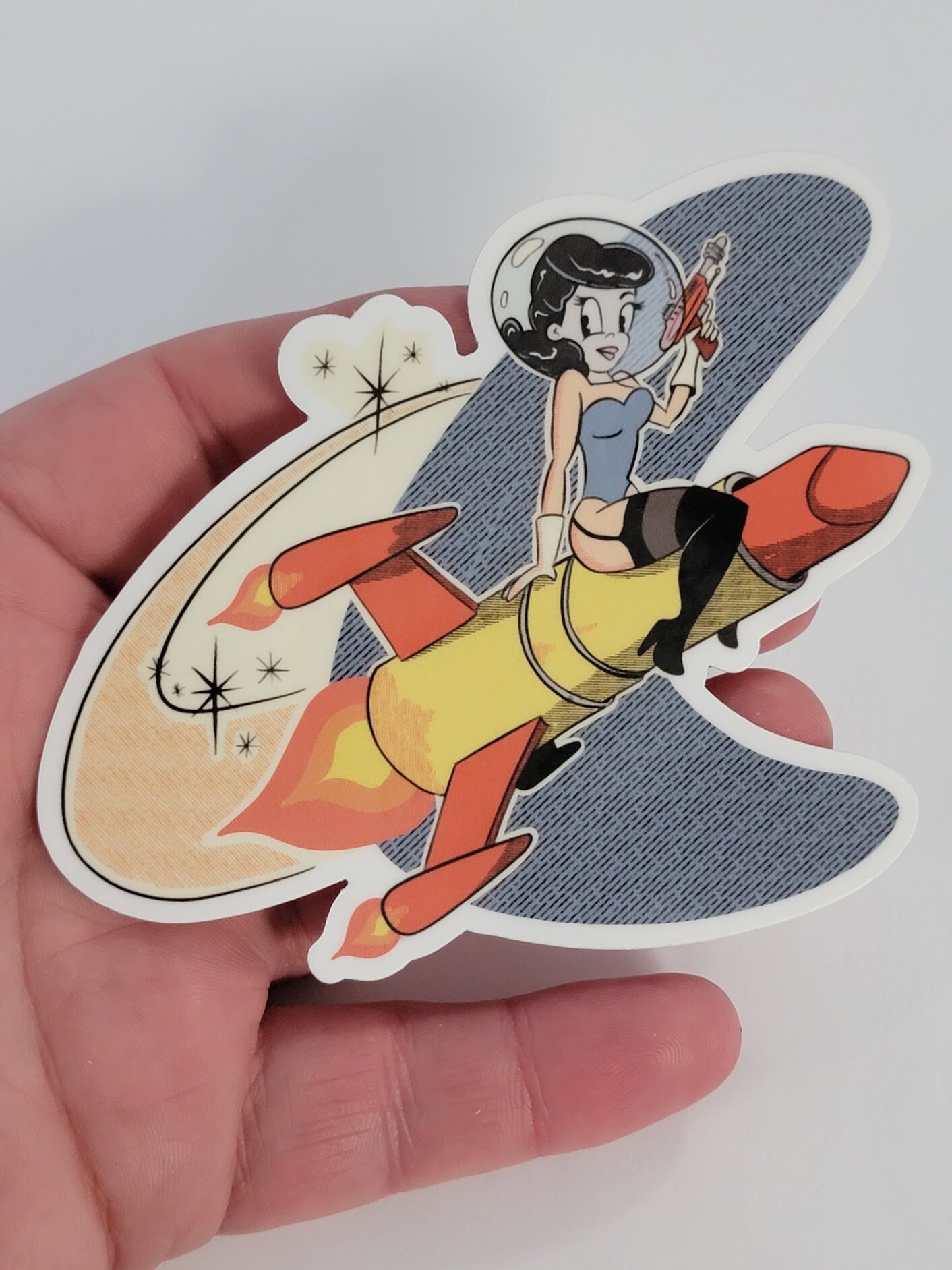 Pin up Girl on Lipstick Rocket Vinyl Sticker Free Shipping - Etsy