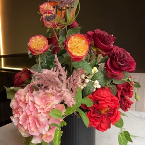 The King Real Touch Floral Arrangement Centerpiece, Large Silk Floral ...