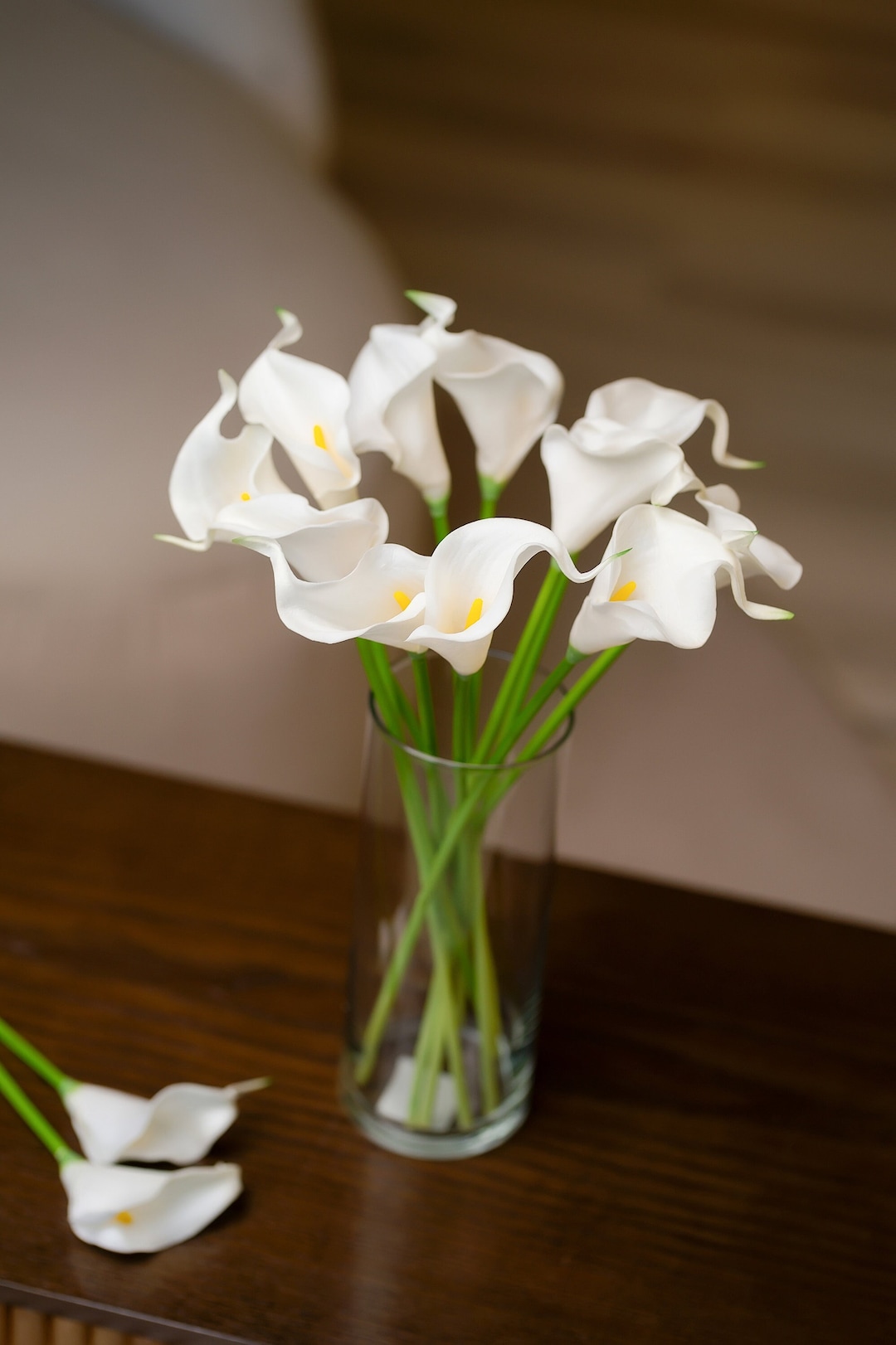 10 Stems Ivory Calla Lily Bouquet, Real Touch Calla Lily Wedding ...