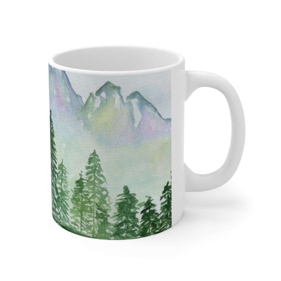 Pine Tree Coffee Mug, Forest Landscape Mug, Forest Nature Coffee Mug ...