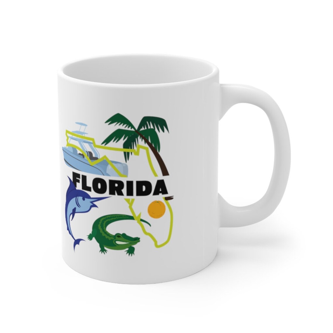 Florida Tourist Mug, Florida State Map Alligator Mug, Florida Tourist ...