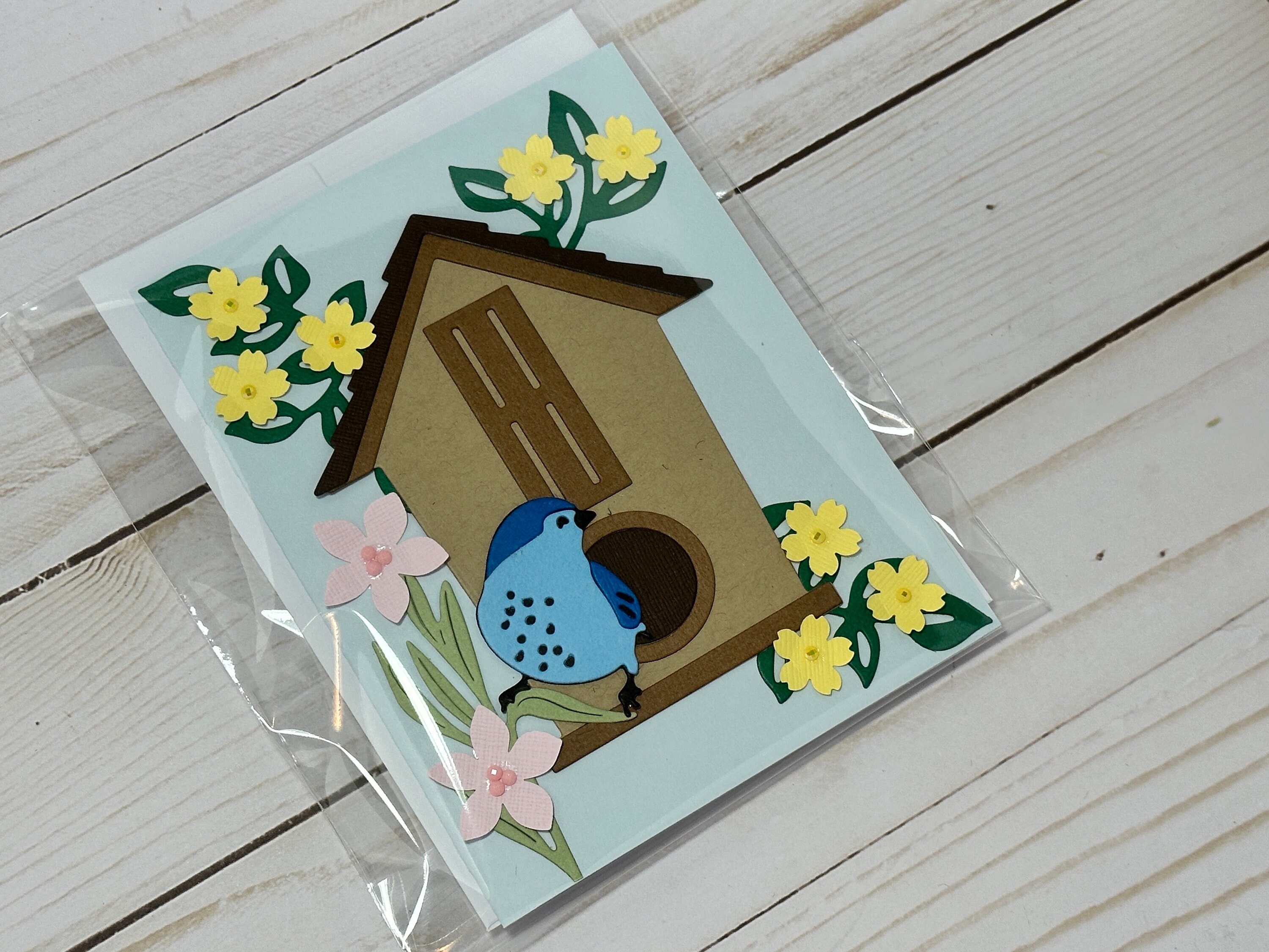 Birdwatcher Card, Mothers Day Card, Birdhouse Card, Bluebird Card, Bird ...