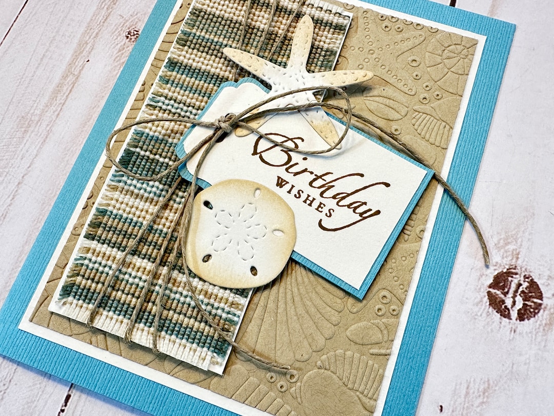 Handmade Beach Birthday Cards: Seashells Coastal Design - Etsy