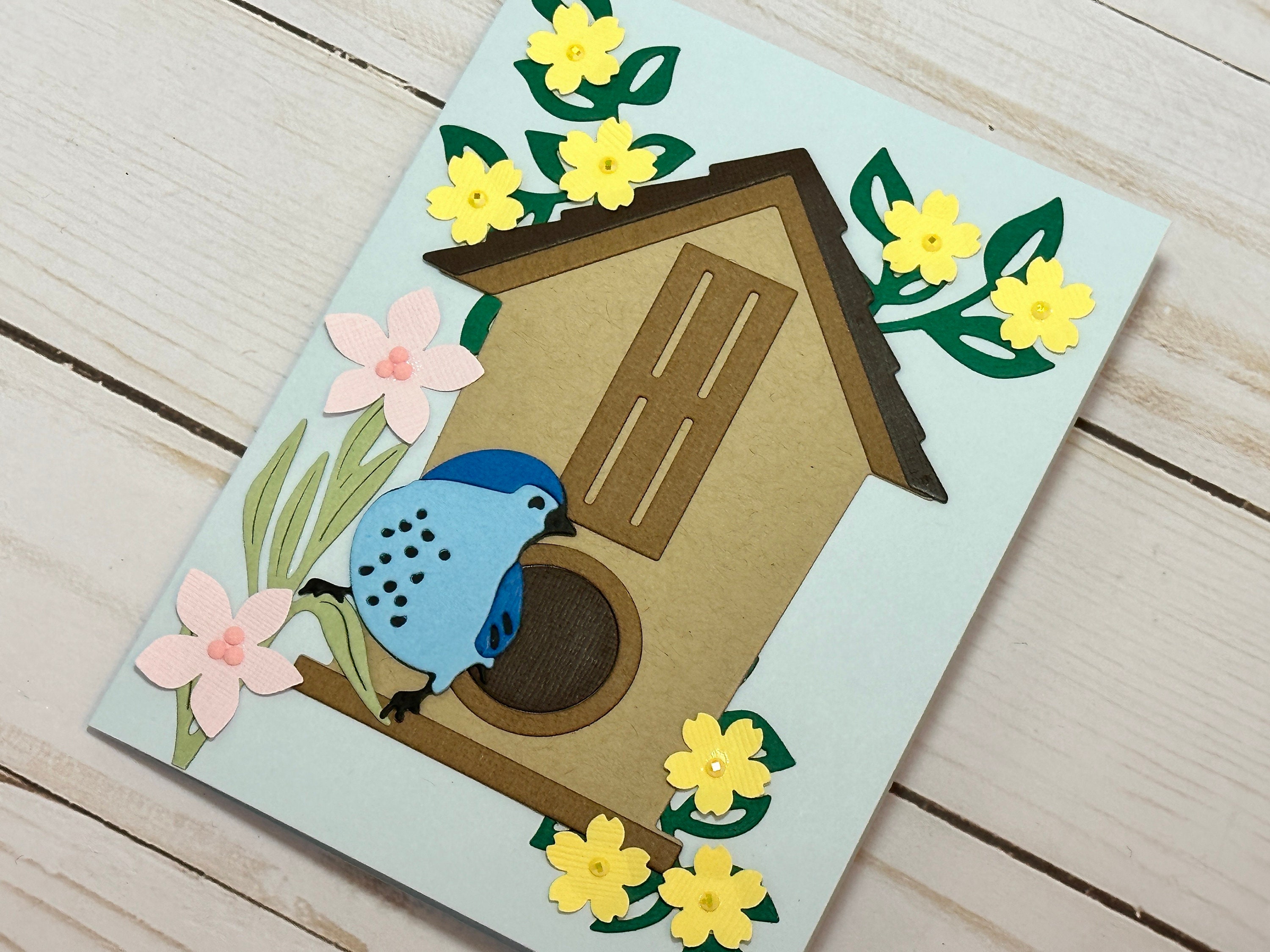 Birdwatcher Card, Mothers Day Card, Birdhouse Card, Bluebird Card, Bird ...