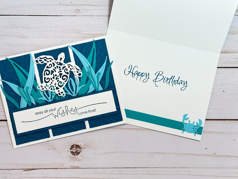 Handmade Birthday Card, Sea Turtle Card, Beach Birthday Card, Ocean ...