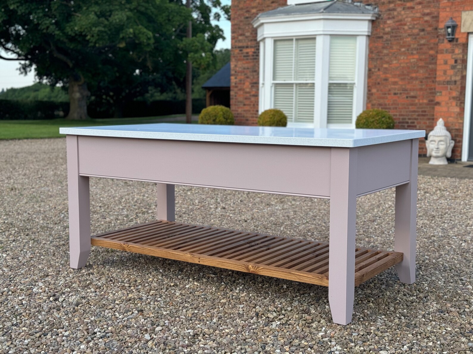 Kitchen Island Bespoke Corian Solid Pine Counter Shaker In-frame ...