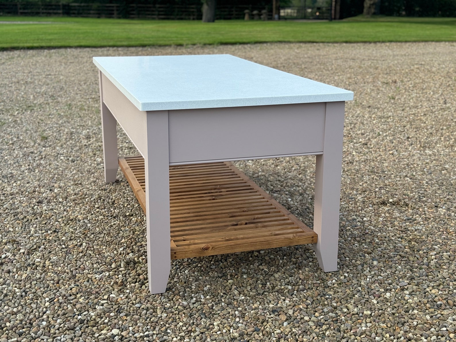 Kitchen Island Bespoke Corian Solid Pine Counter Shaker In-frame ...