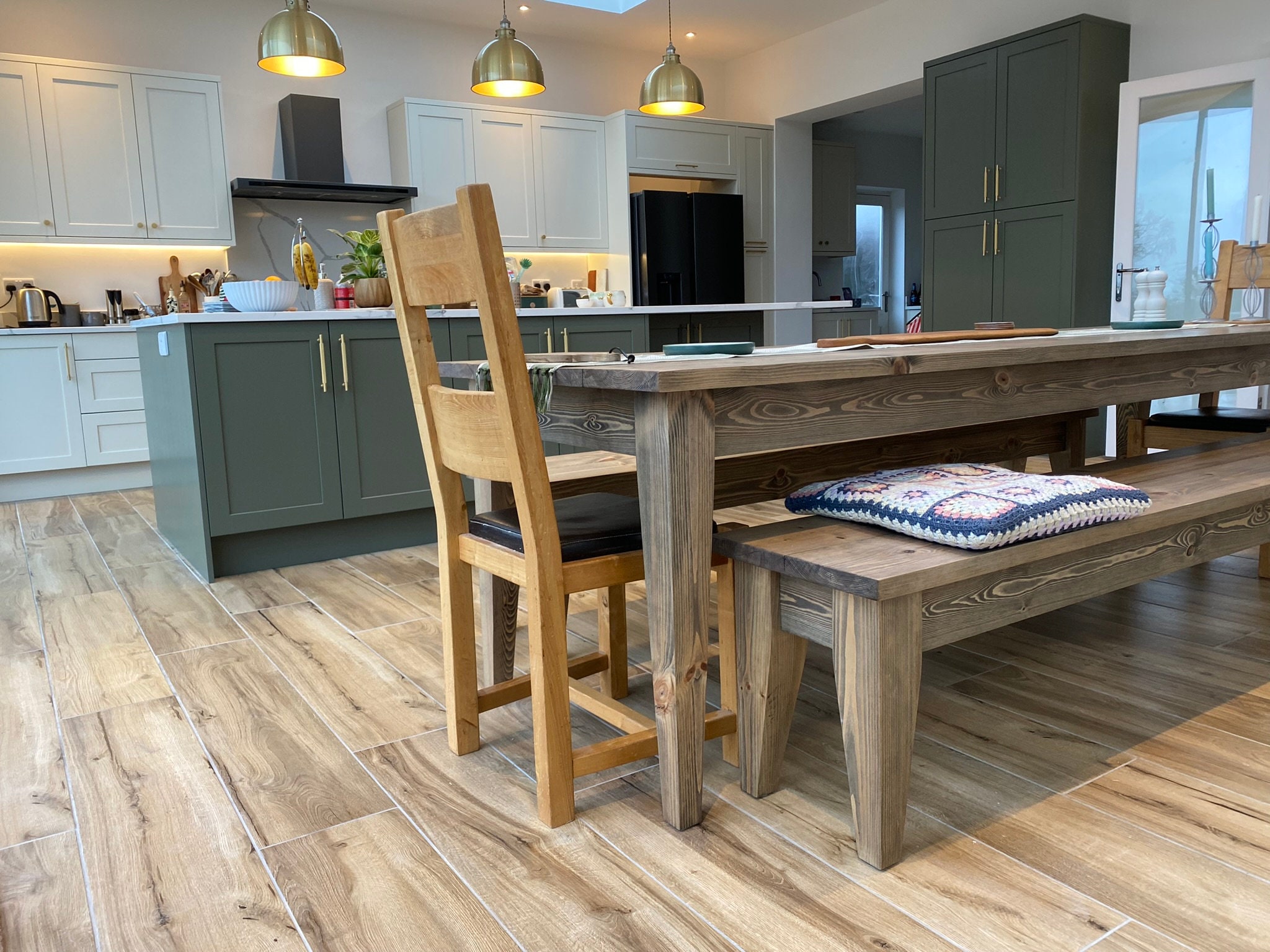 Square Tapered Leg Modern Farmhouse Dining Table Solid Pine Handmade ...