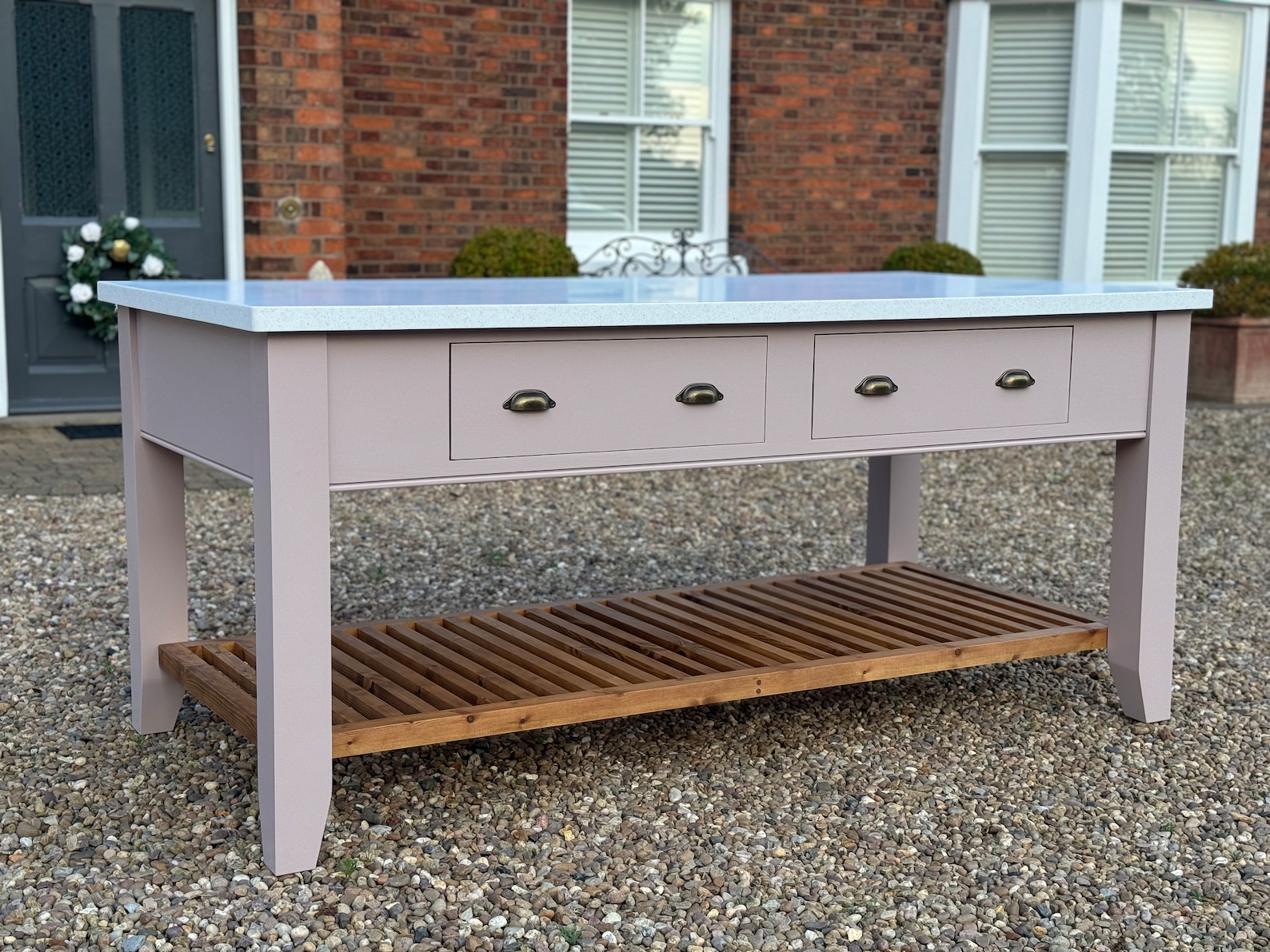 Kitchen Island Bespoke Corian Solid Pine Counter Shaker In-frame ...