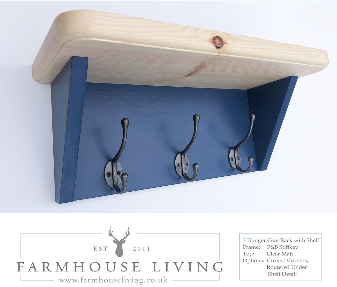 Handmade Blue Coat Rack With Shelf: Cast Iron Hooks, Farmhouse Style - Etsy