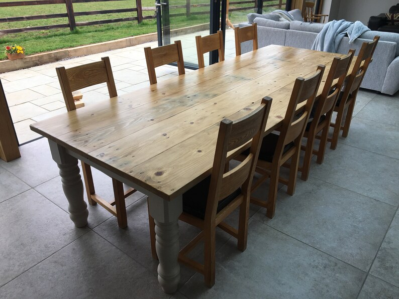 Handmade Bespoke Farmhouse Kitchen Dining Table Solid Pine - Etsy UK
