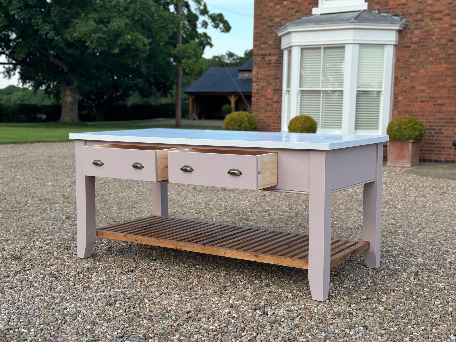Kitchen Island Bespoke Corian Solid Pine Counter Shaker In-frame ...
