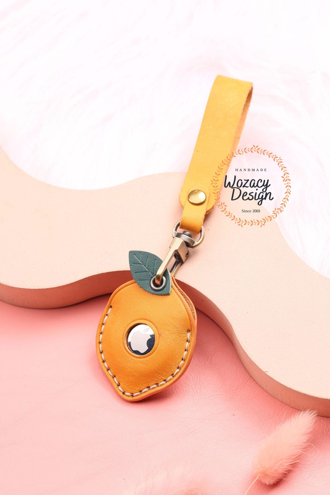 Lemon Leather AirTag Case: Personalized Engraving, Elegant Carry - Etsy