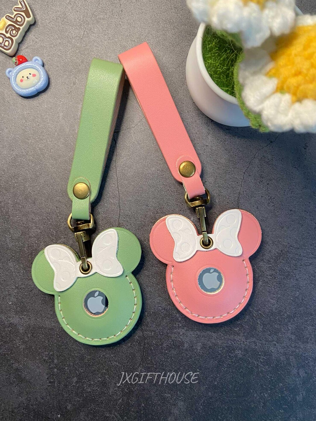 Mouse Leather AirTag Keychain, Air Tag Holder, Kids Gift - Etsy