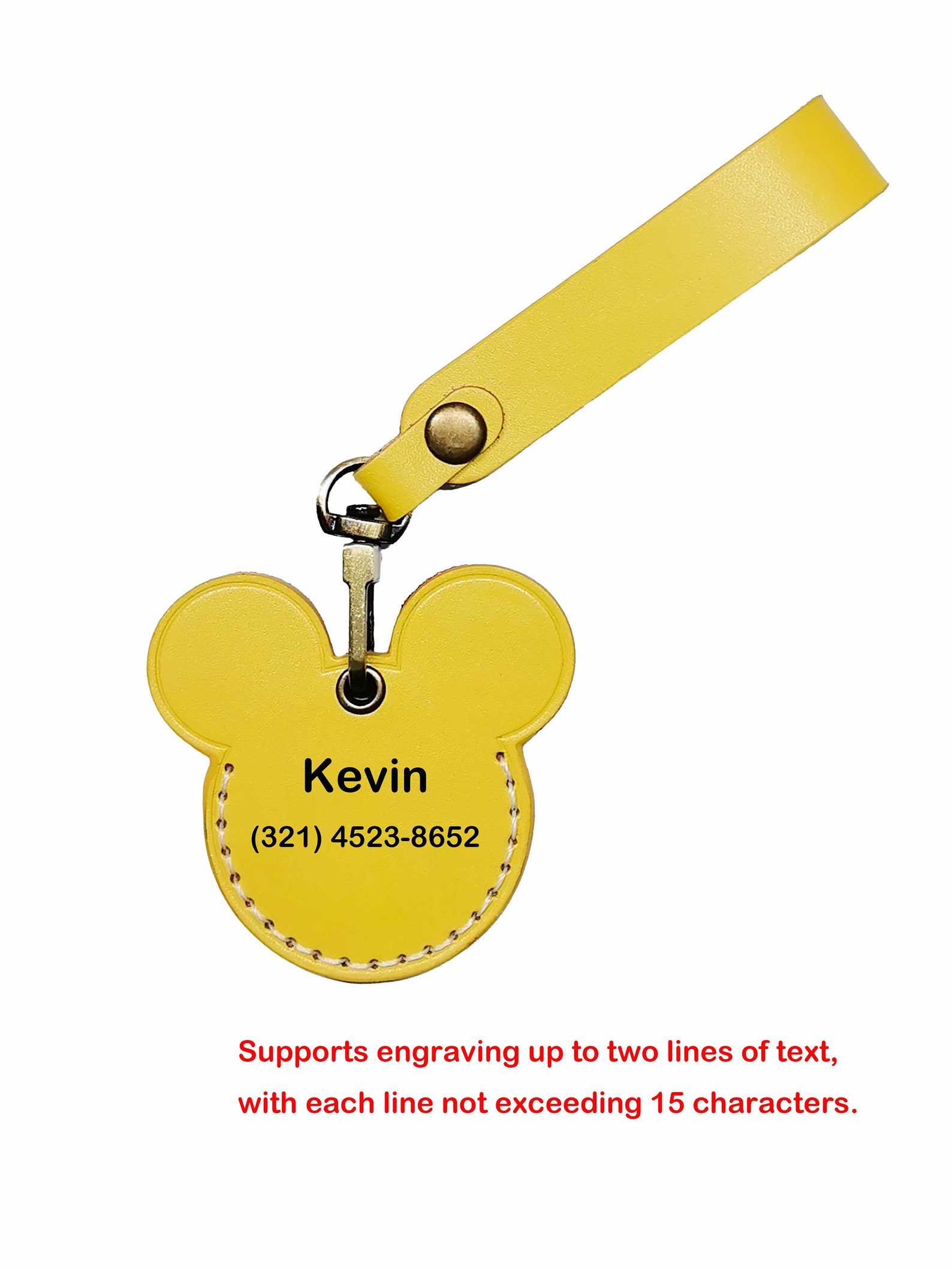 Lovely AirTag Case Mouse Shape AirTag Holder With Name Custom Leather ...