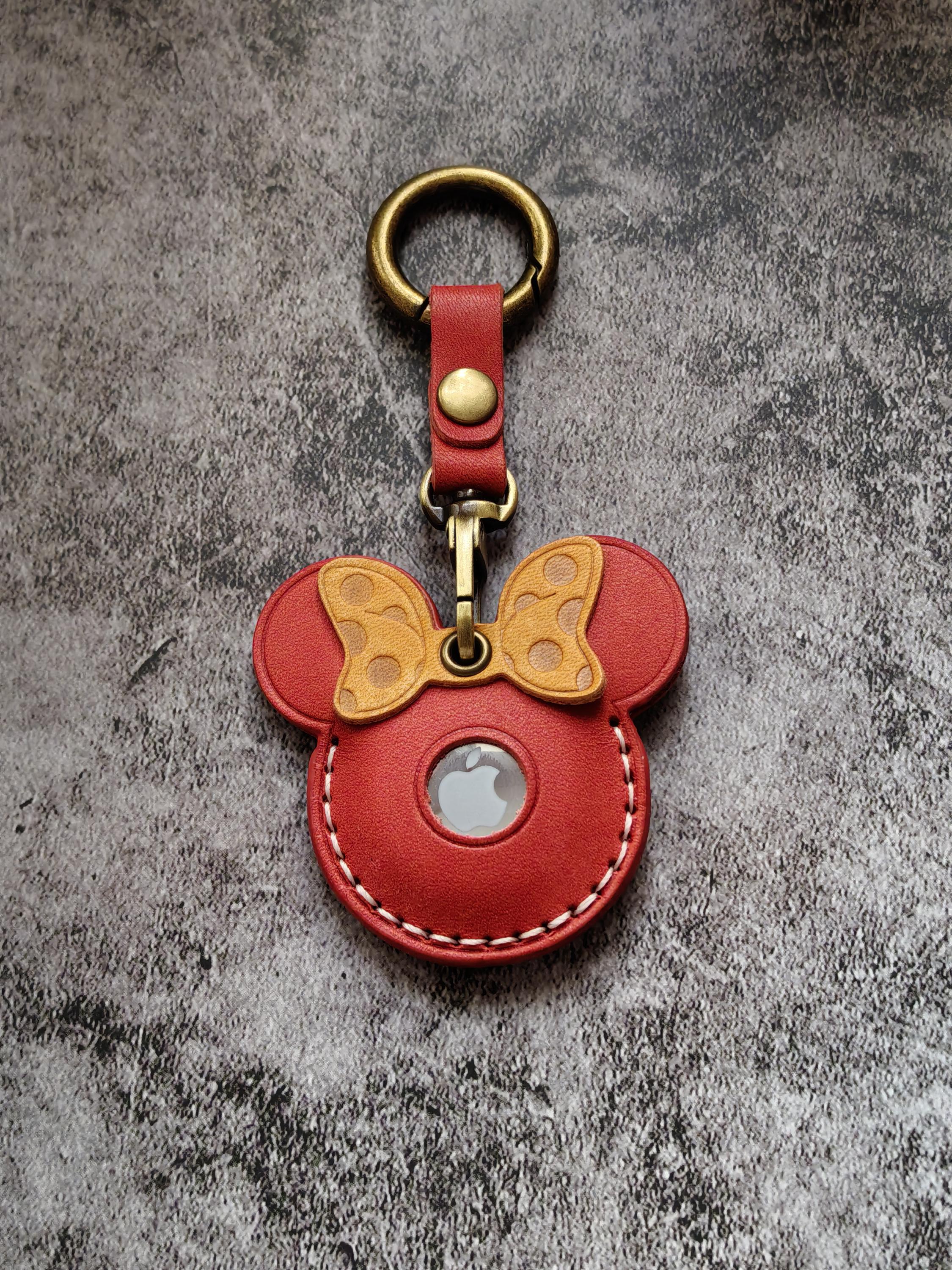 Sweet AirTag Case Mouse Shape AirTag Holder With Name Custom Leather ...