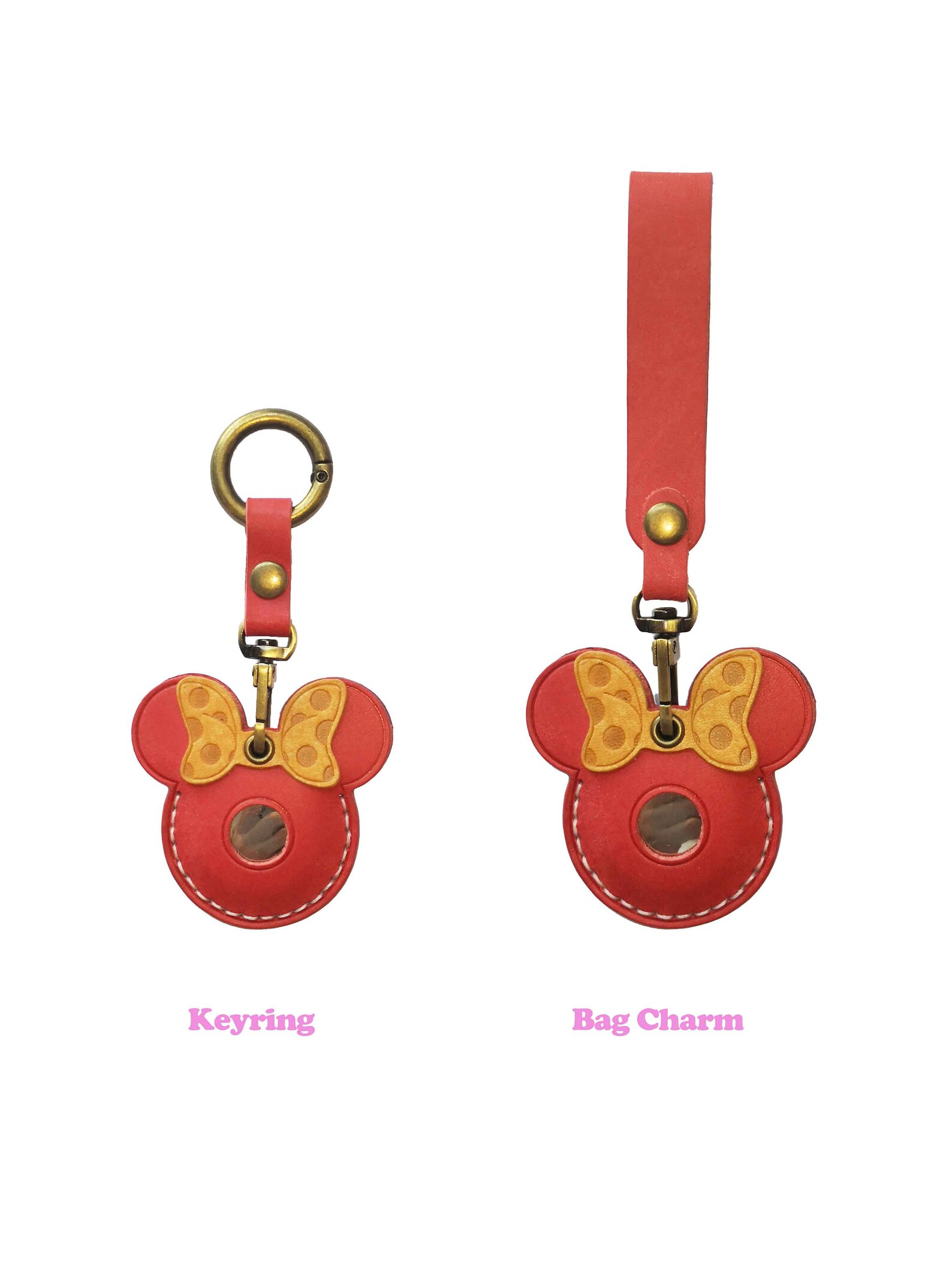 Lovely AirTag Case Mouse Shape AirTag Holder With Name Custom Leather ...
