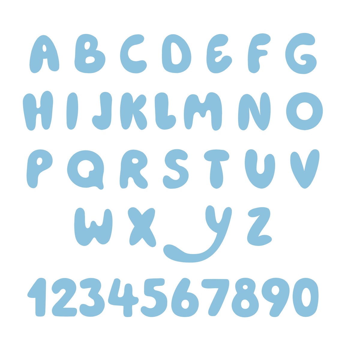 Bluey Font Alphabet With Numbers and Background High Quality, Editable ...