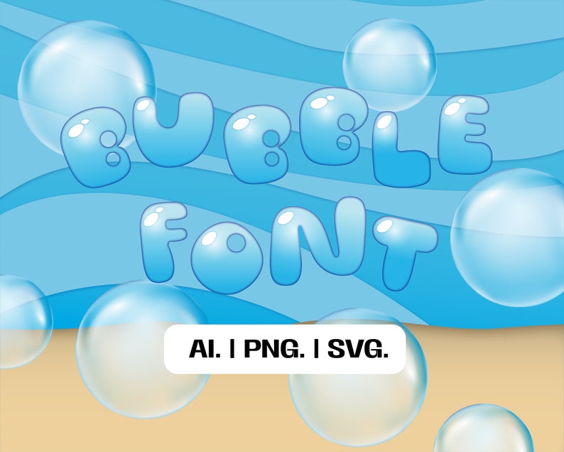 Bubble Guppies Font Alphabet With Numbers. Background & Badge Included ...