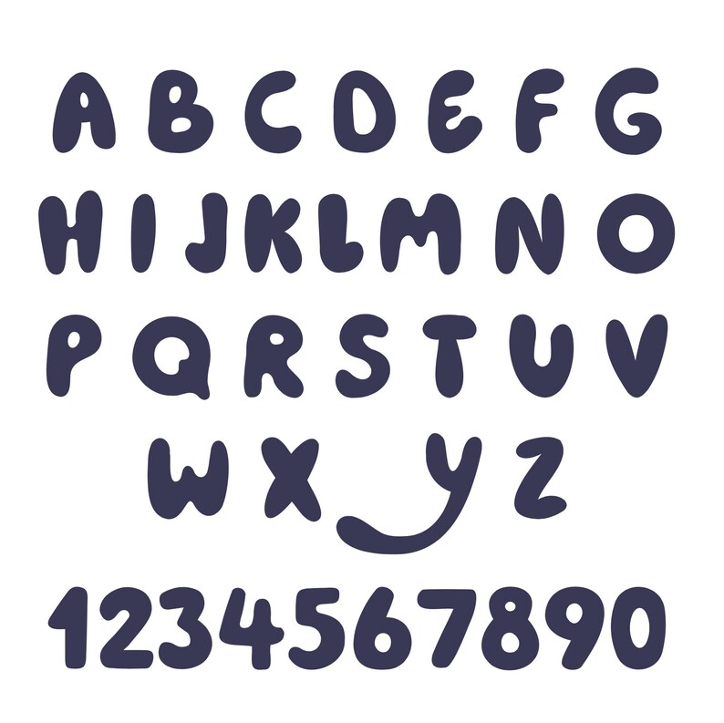Bluey Font Alphabet With Numbers and Background High Quality, Editable ...