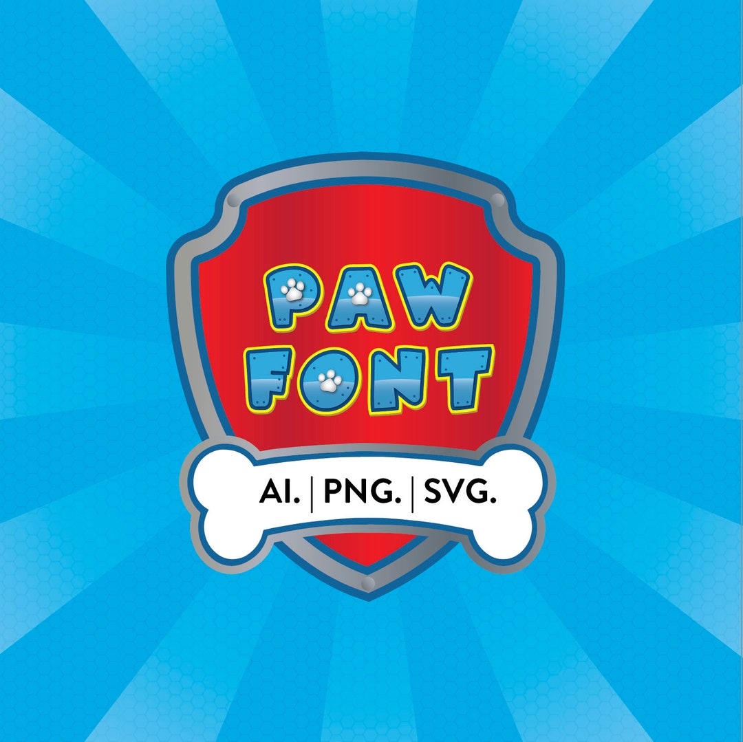Paw Patrol Font With Numbers, Background & Badge Included High Quality ...