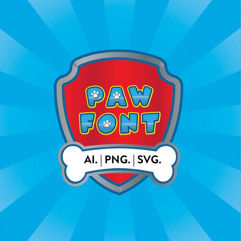 Paw Patrol Font With Numbers, Background & Badge Included High Quality ...