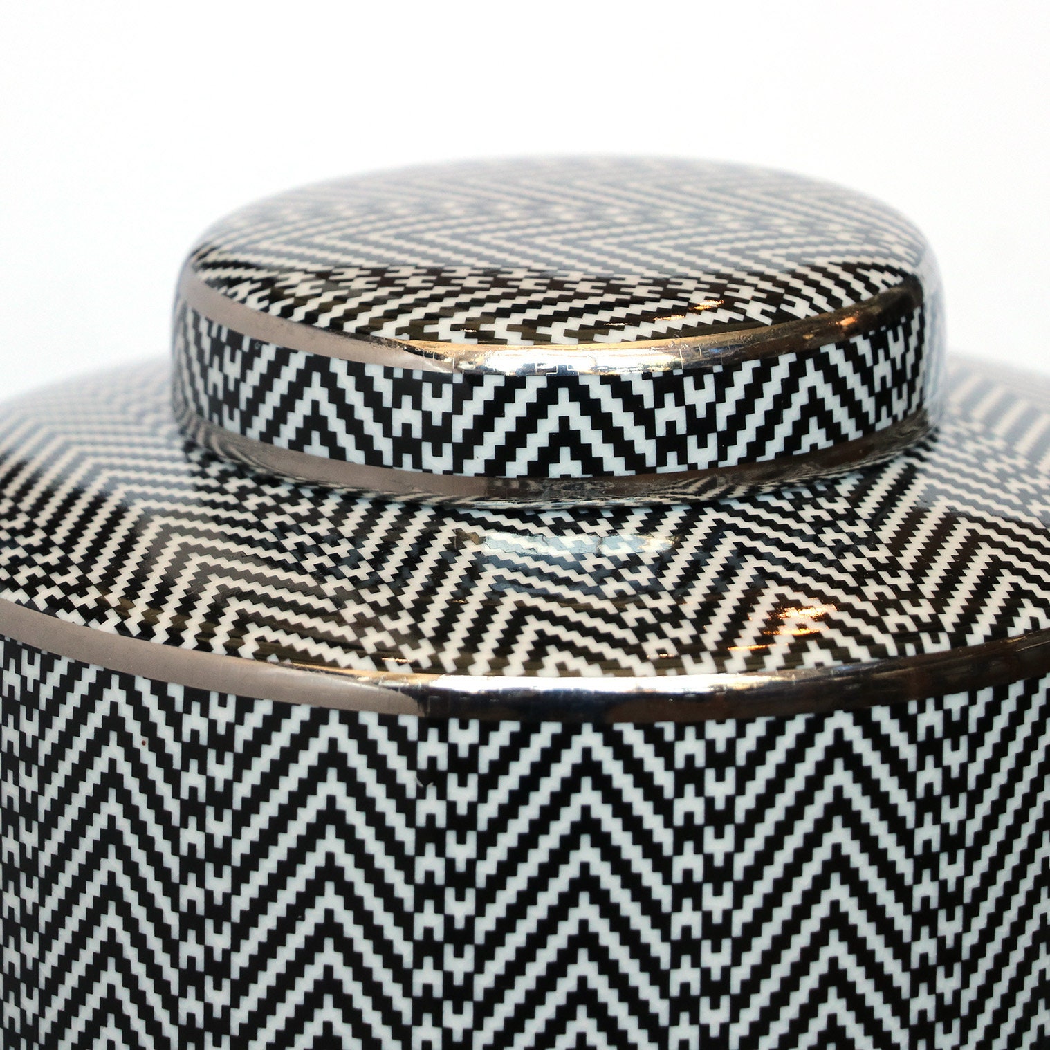 Black Herringbone Jar - Etsy