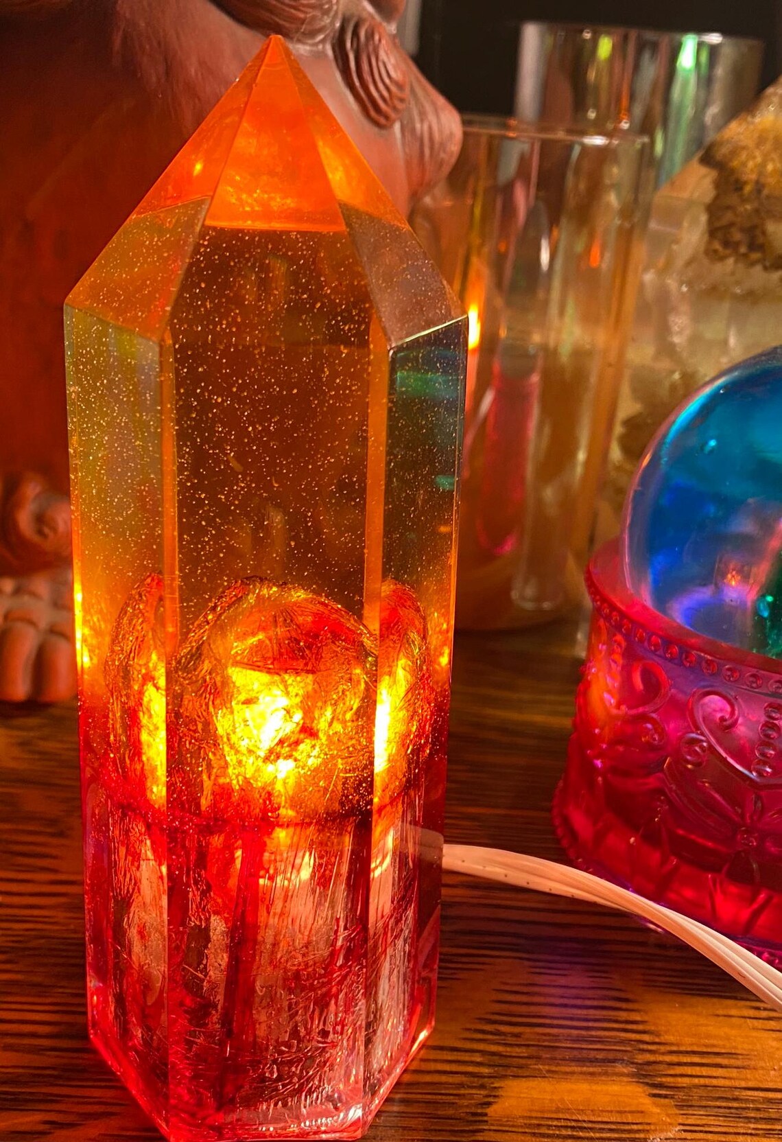 Red, Gold, LED Tower Lamp, Hand Made by Me - Etsy