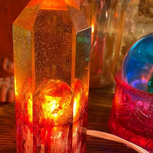 Red, Gold, LED Tower Lamp, Hand Made by Me - Etsy