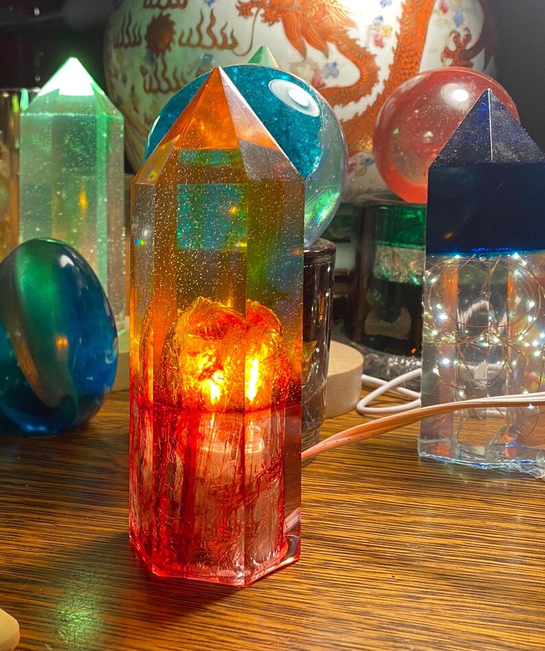 Red, Gold, LED Tower Lamp, Hand Made by Me - Etsy