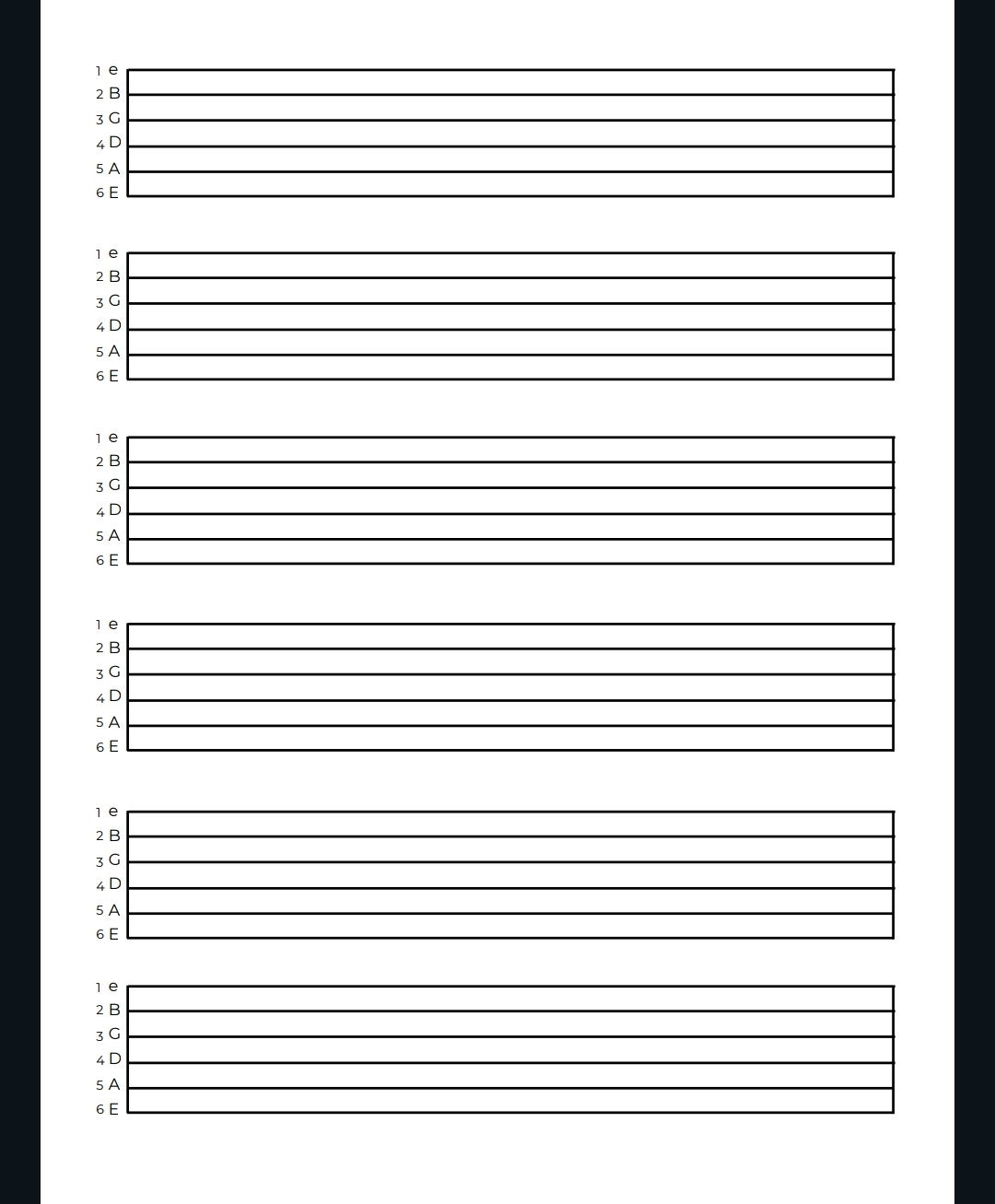Printable Simple Blank Guitar Tab Paper Digital Download - Etsy