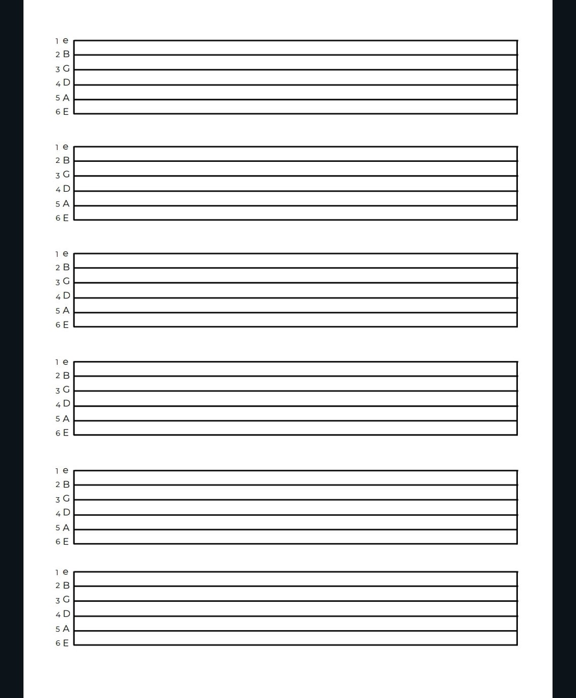 Printable Simple Blank Guitar Tab Paper Digital Download - Etsy