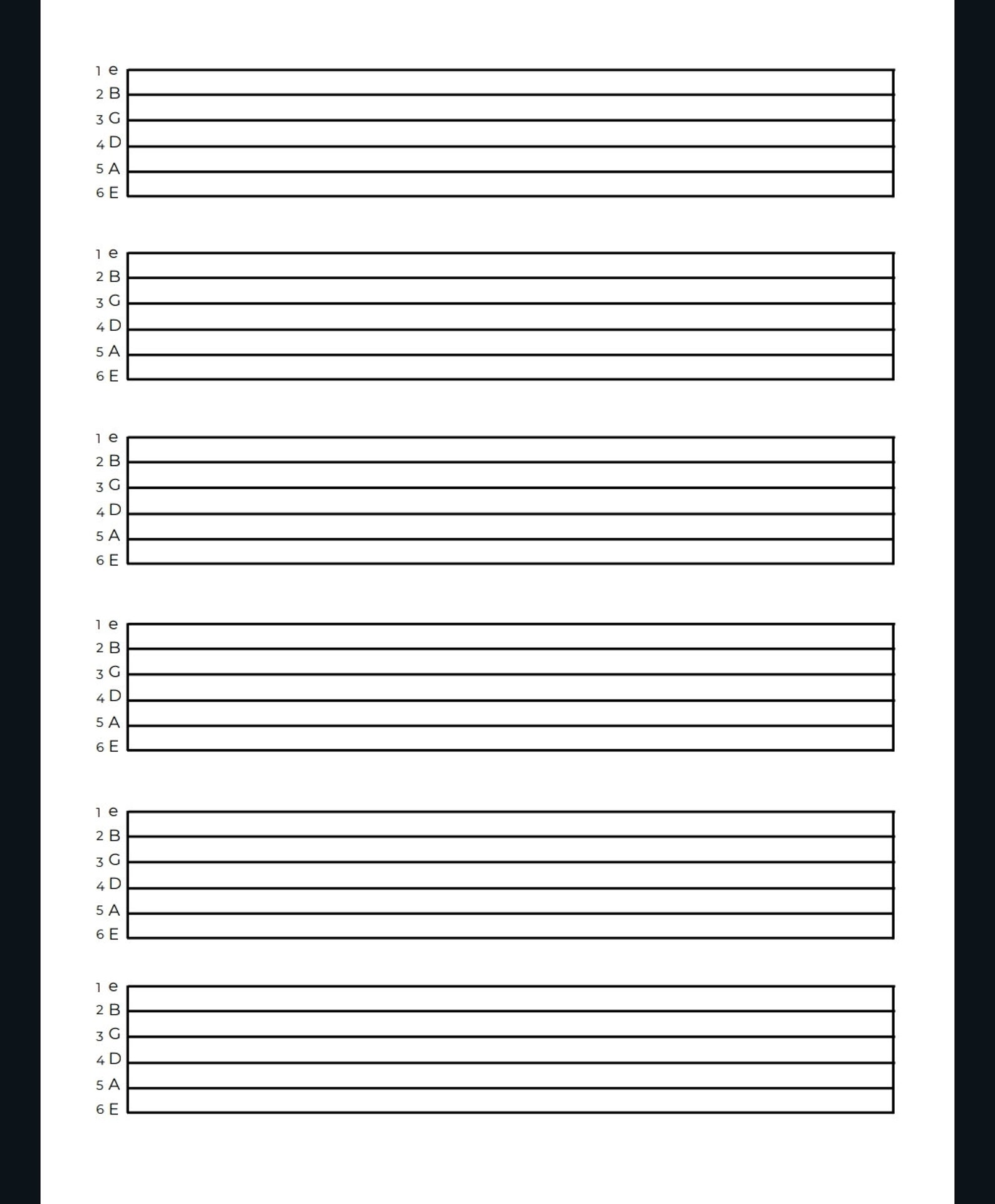 Printable Simple Blank Guitar Tab Paper Digital Download - Etsy