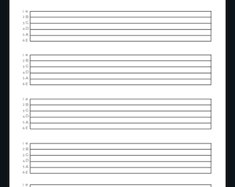 Printable Guitar Tab Paper, Printable Blank Tablature Paper for Guitar ...