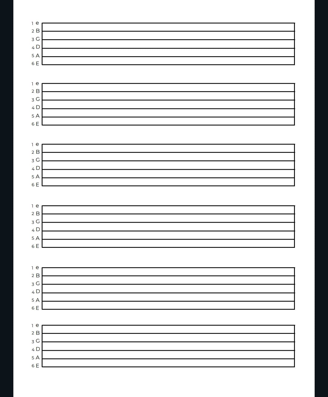 Printable Simple Blank Guitar Tab Paper Digital Download - Etsy