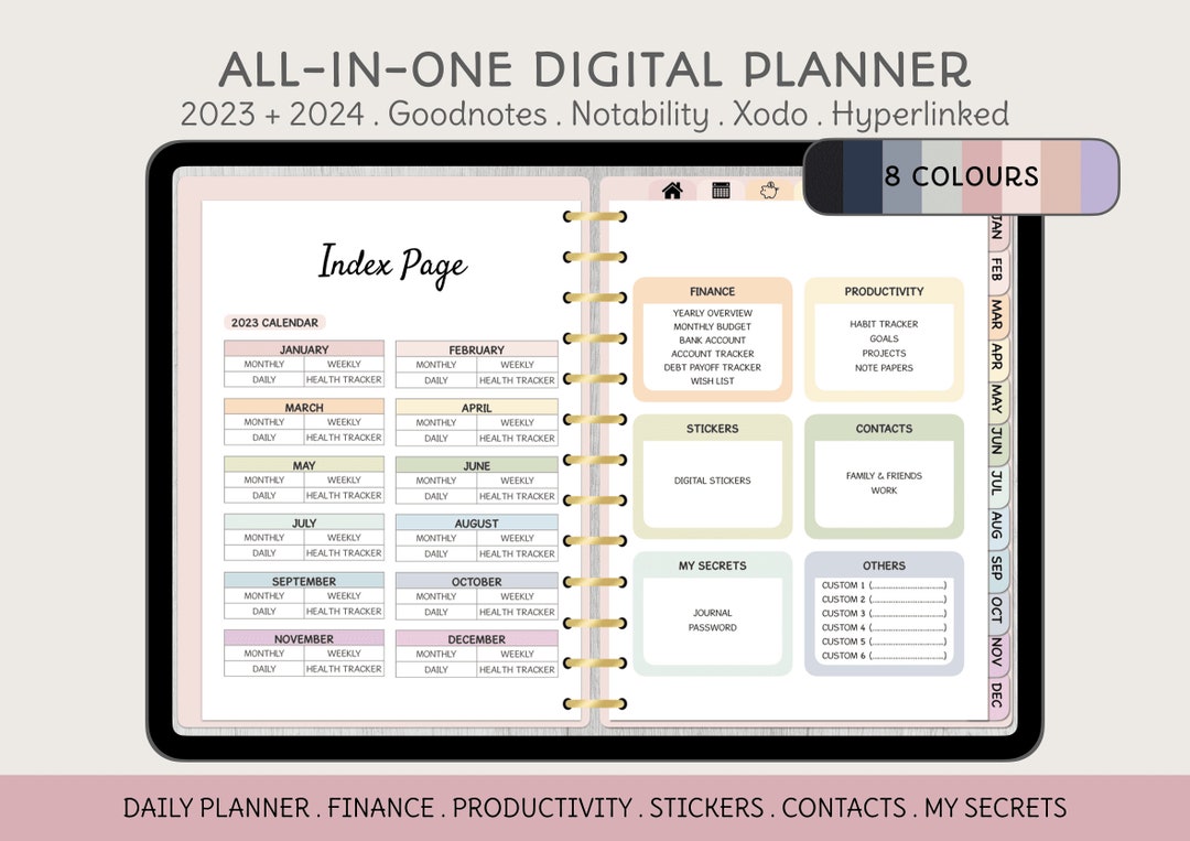 Digital Planner 2023 2024 Goodnotes Xodo Notability iPad Planner ...