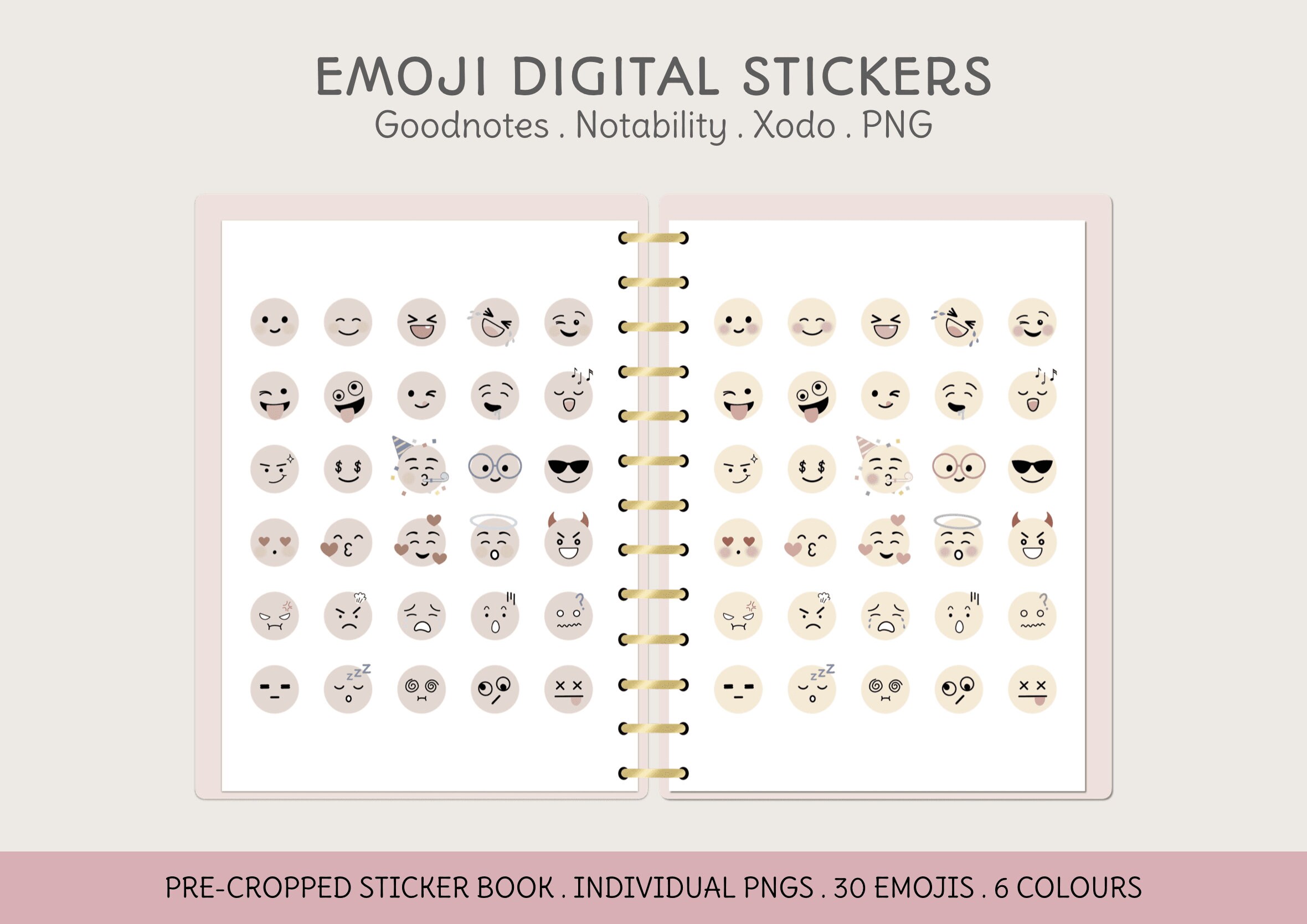Emoji Stickers Pack for Digital Planner | Emoji Digital Stickers ...