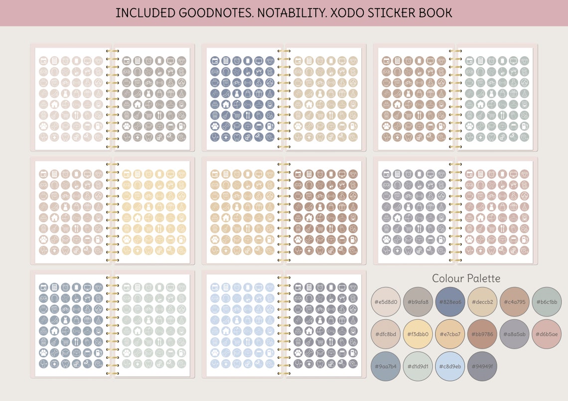 Icons Stickers Pack for Digital Planner Minimalistic Design Icons ...