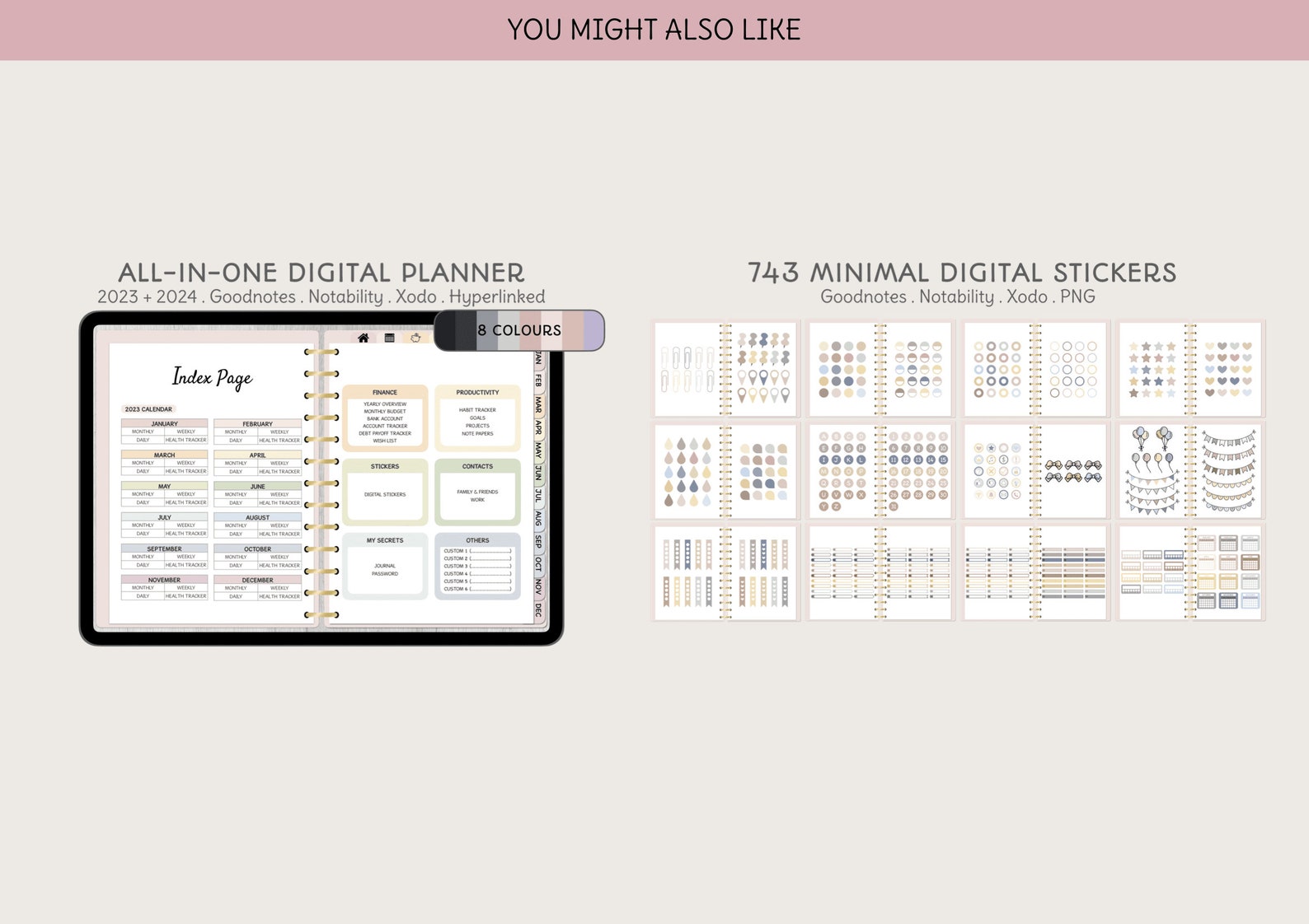 Icons Stickers Pack for Digital Planner Minimalistic Design Icons ...