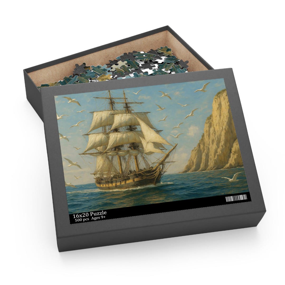 500 Piece Jigsaw of Brigantine Navy Ship, Sailing Ship Puzzle, Medium ...