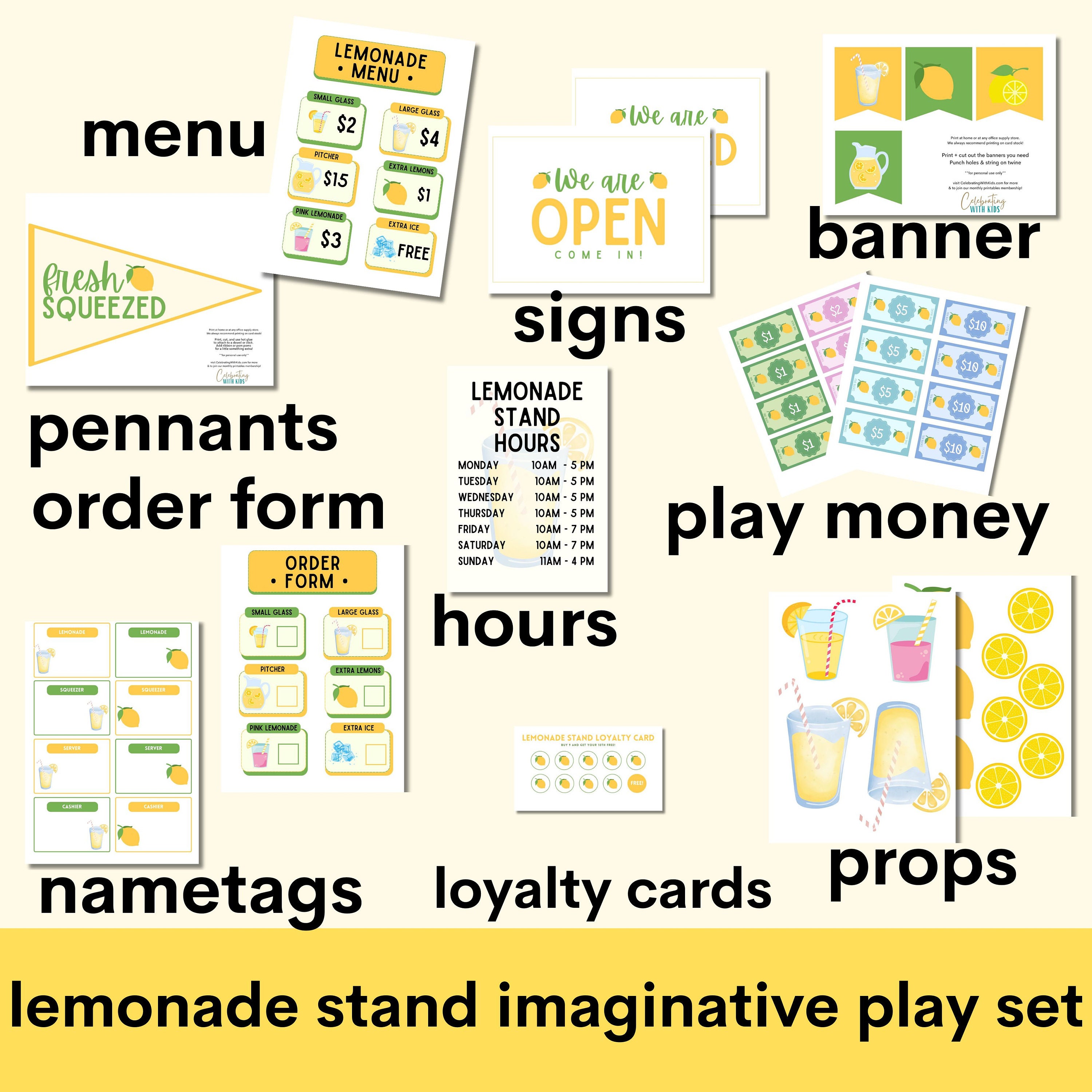 Lemonade Stand Dramatic Play Printables Bundle for Parents of Kids - Etsy