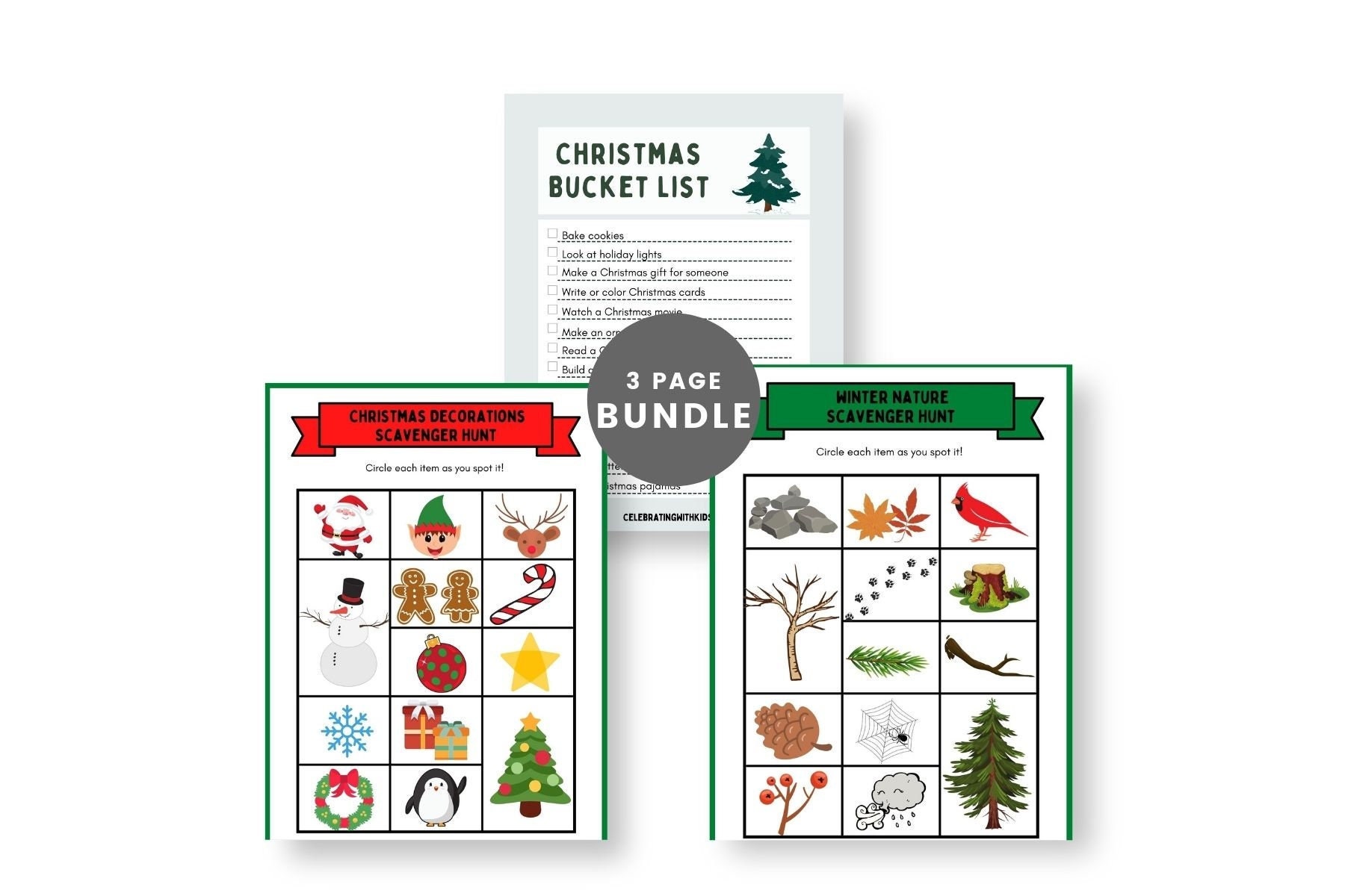 Christmas Scavenger Hunt Printable Bundle Set of 3 PDF - Etsy