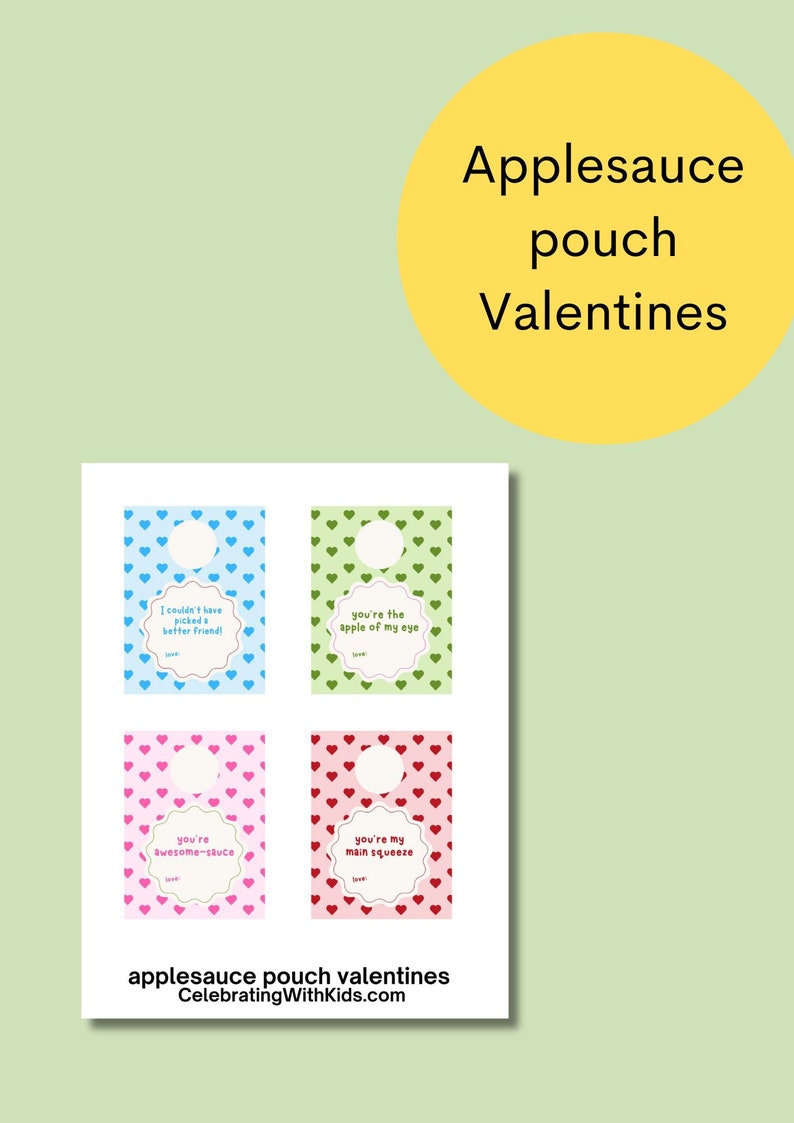 Applesauce Pouch PRINTABLE Valentines - Etsy
