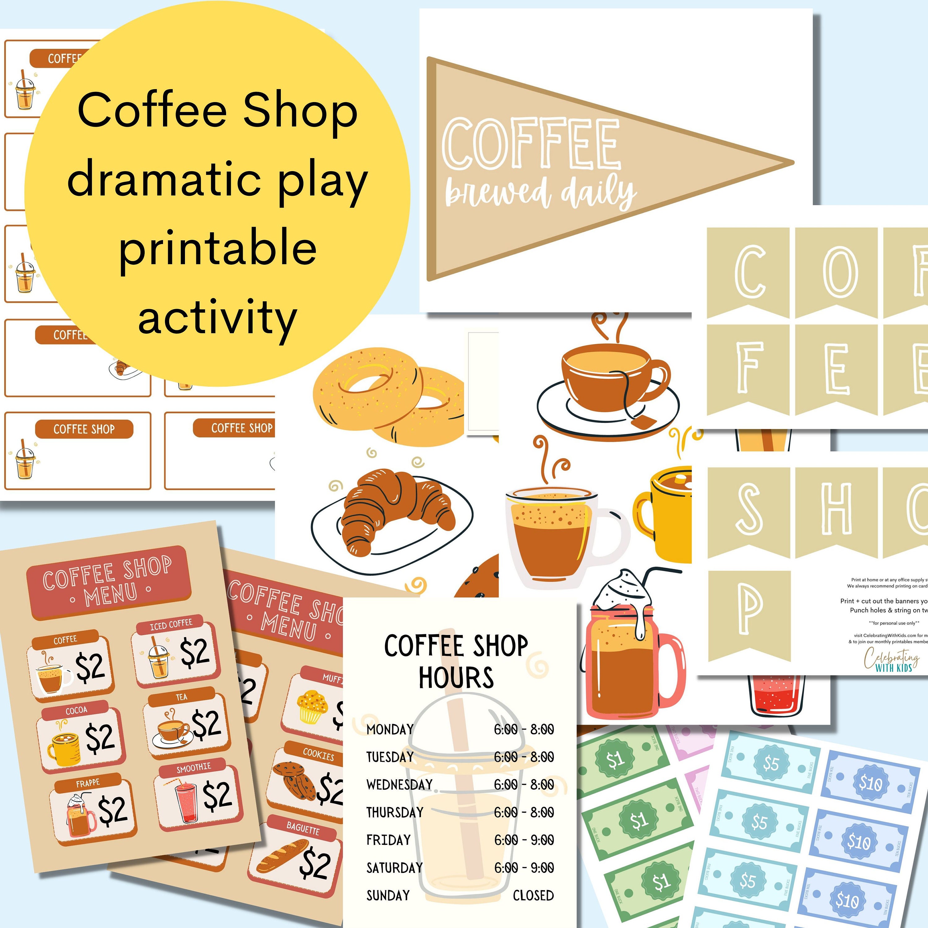 Coffee Shop Dramatic Play Printables Bundle for Parents of - Etsy