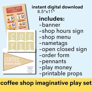 Coffee Shop Dramatic Play Printables Bundle for Parents of Kids - Etsy