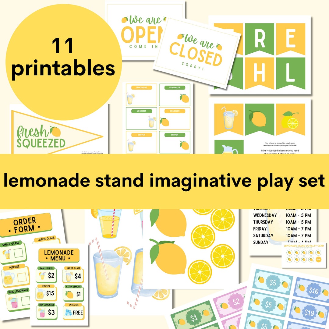 Lemonade Stand Dramatic Play Printables Bundle for Parents of Kids - Etsy